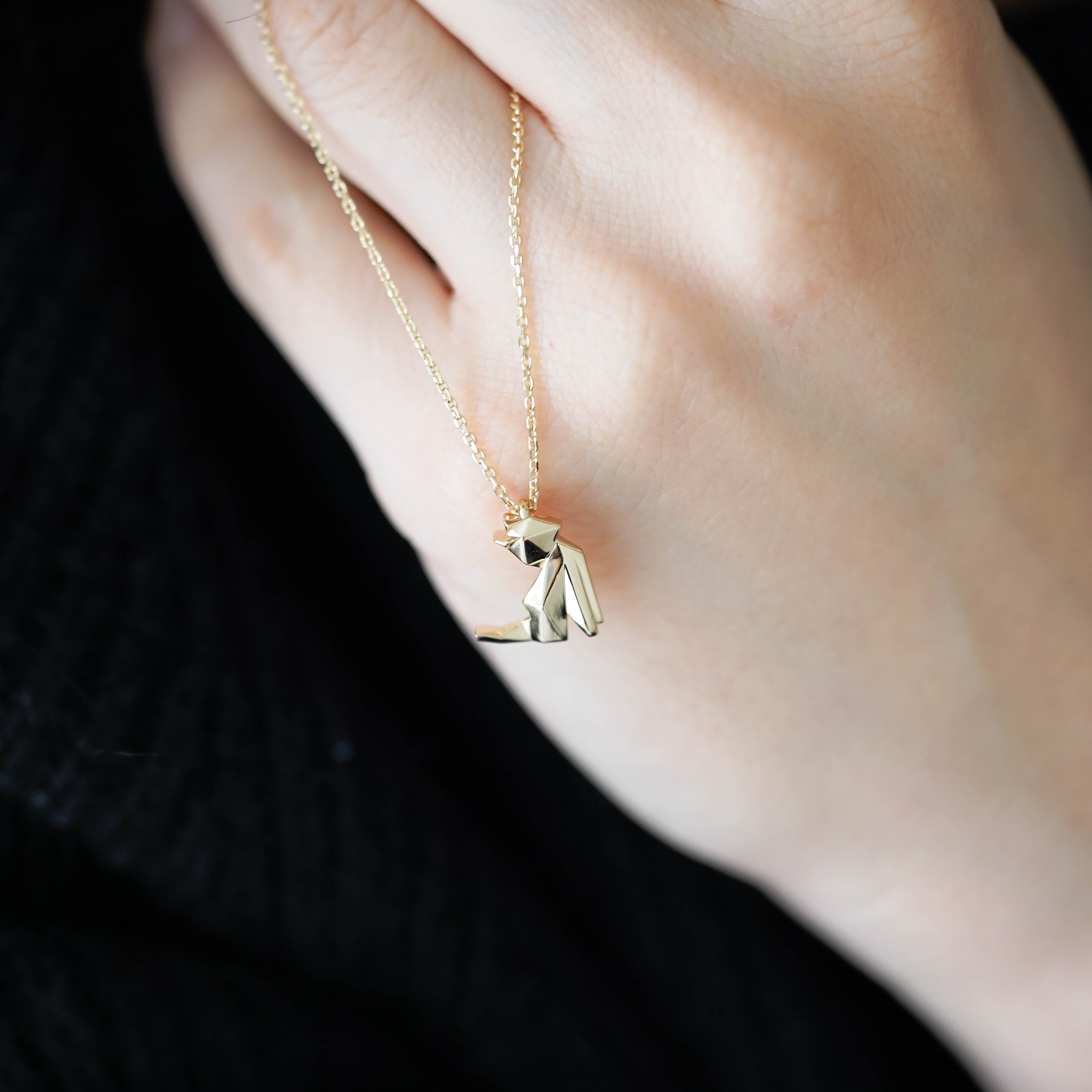 FURRY MATE - ORIGAMI KEDİ SARI ALTIN KOLYE – Burcu Okut Jewellery