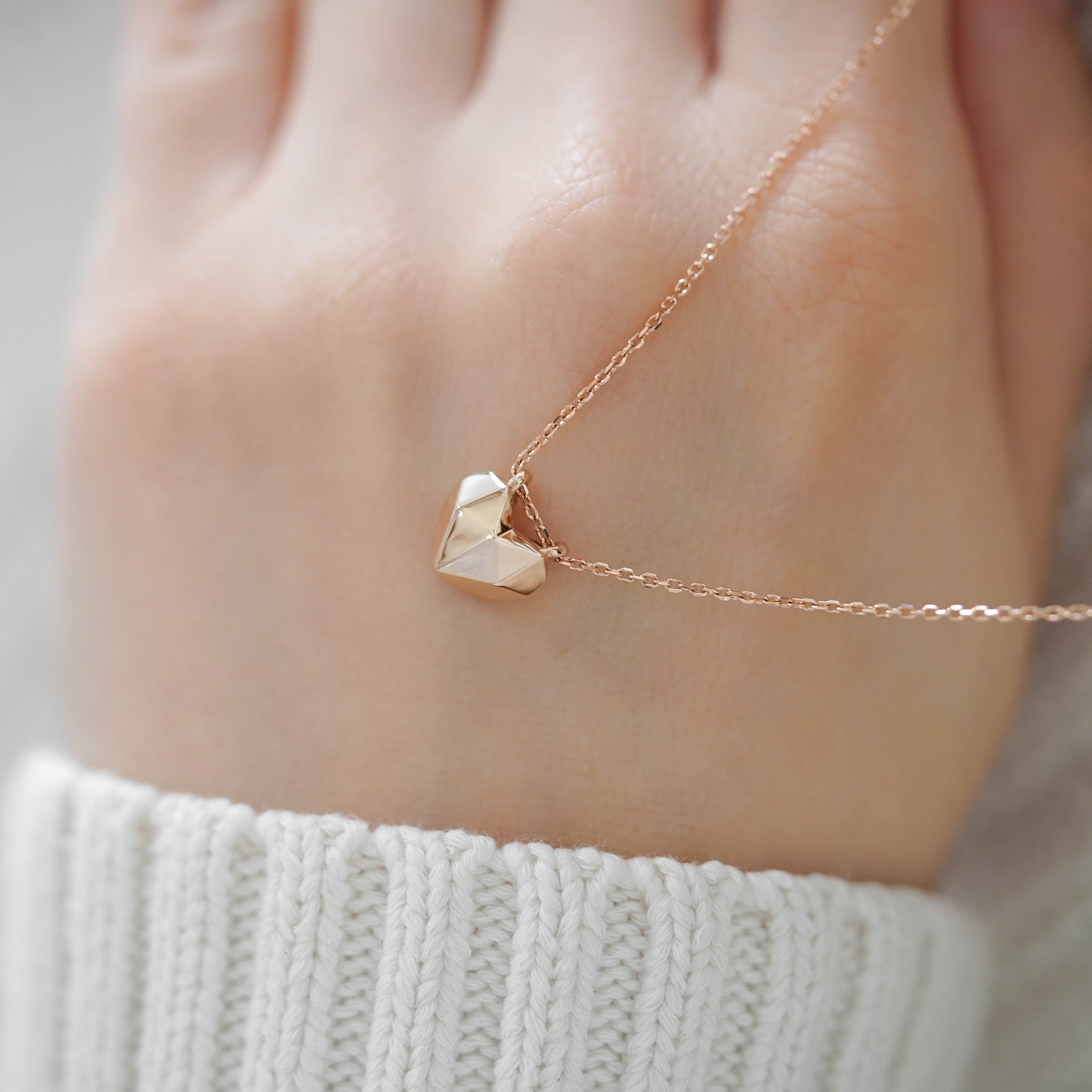 GOLDEN HEART - ORIGAMI KALP KOLYE – Burcu Okut Jewellery