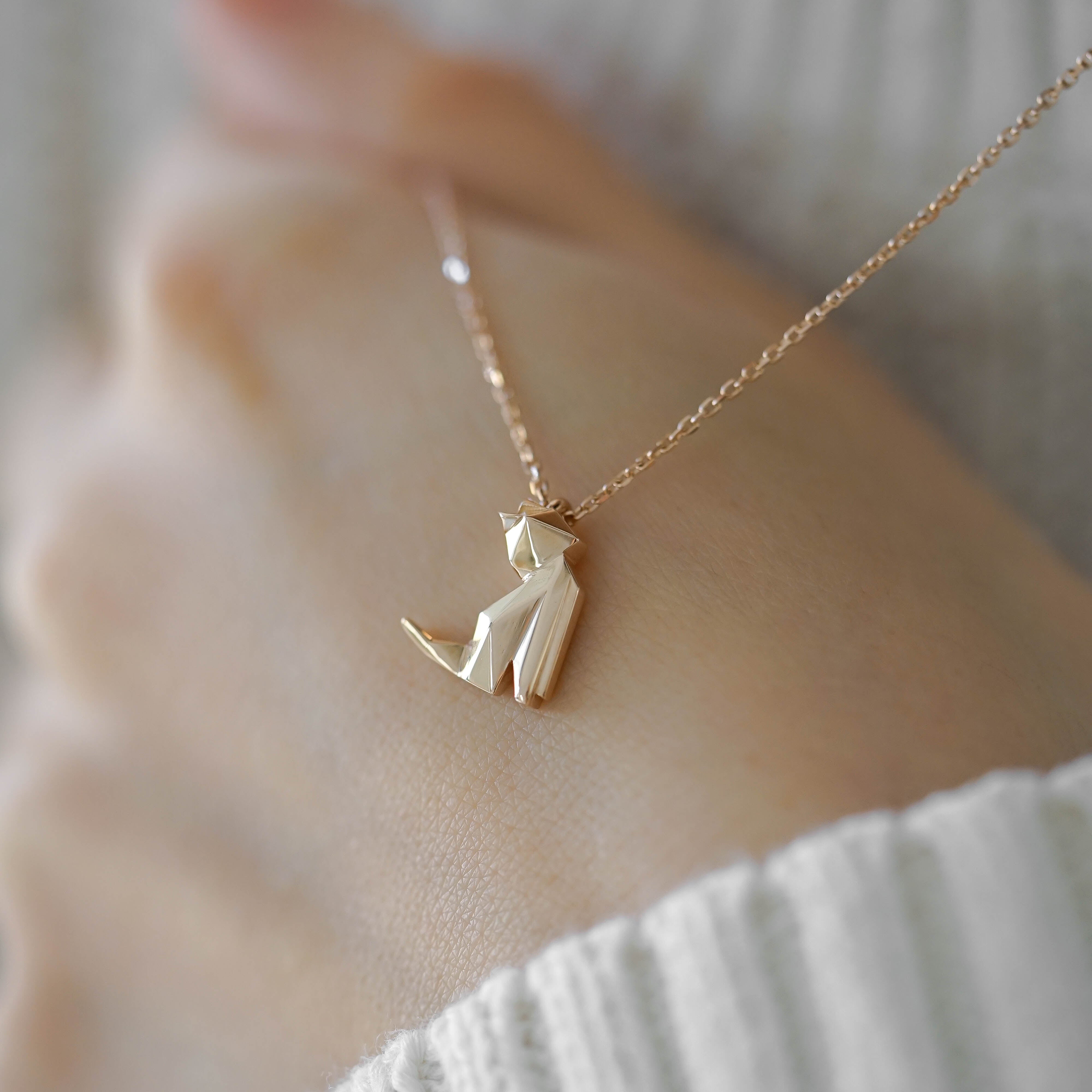 FURRY MATE - ORIGAMI KEDİ KOLYE – Burcu Okut Jewellery