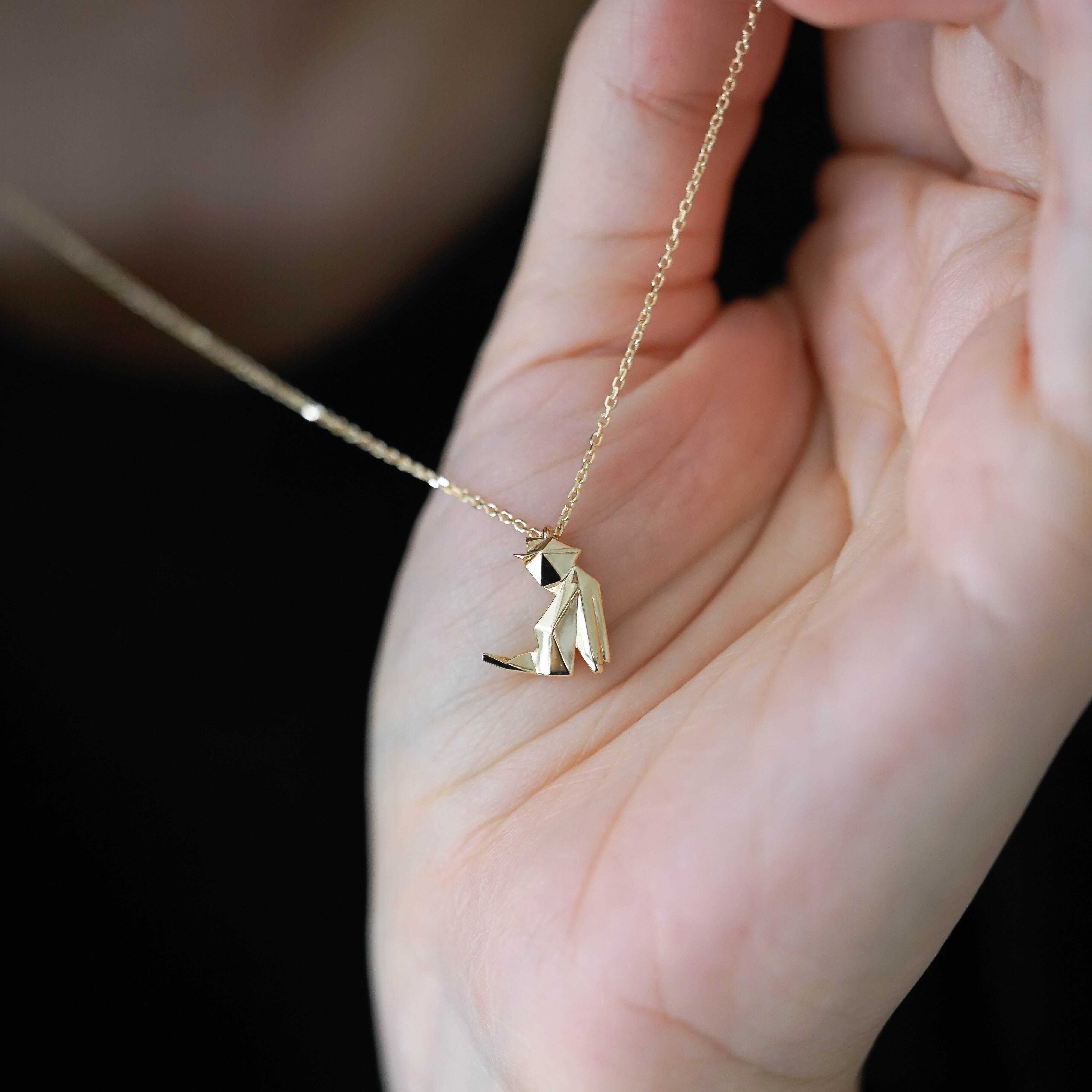 FURRY MATE - ORIGAMI KEDİ SARI ALTIN KOLYE – Burcu Okut Jewellery