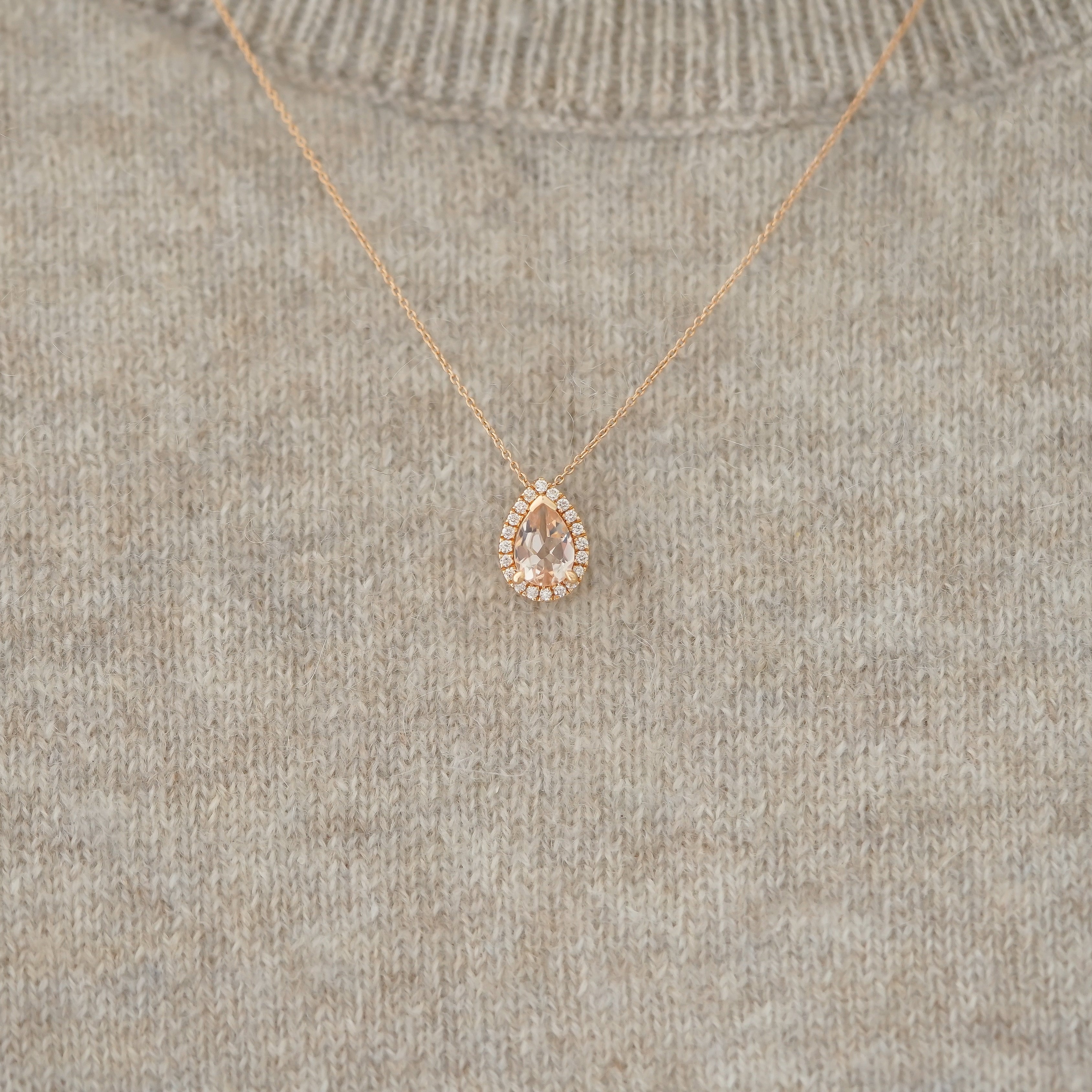 DAMLA MORGANITE PIRLANTALI KOLYE – Burcu Okut Jewellery